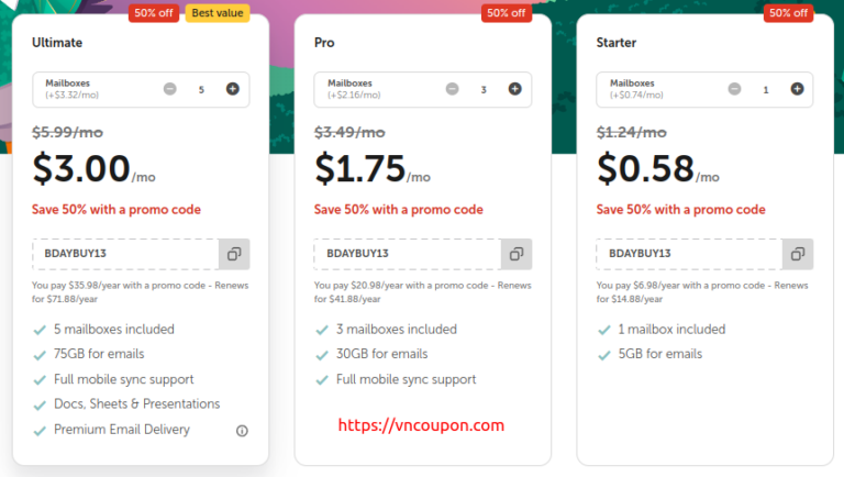 Namecheap - Save 50% OFF on Professional Email Plans