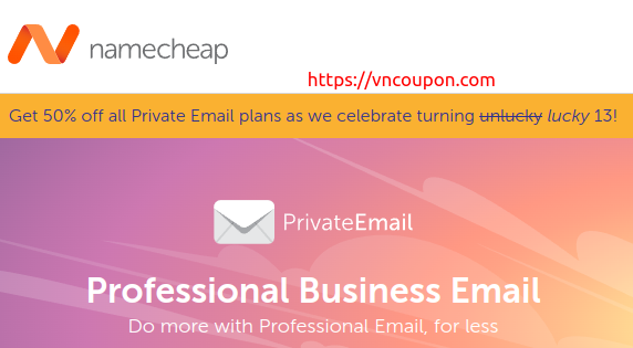 Namecheap - Save 50% OFF on Professional Email Plans
