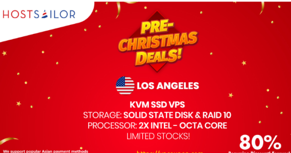 HostSailor Xmas & New Year 2025 Coupons - 80% Off KVM VPS