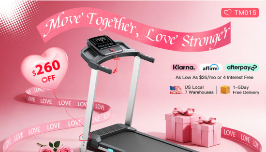 WELLFIT Treadmill Valentine’s Day Special: TM015 only $239